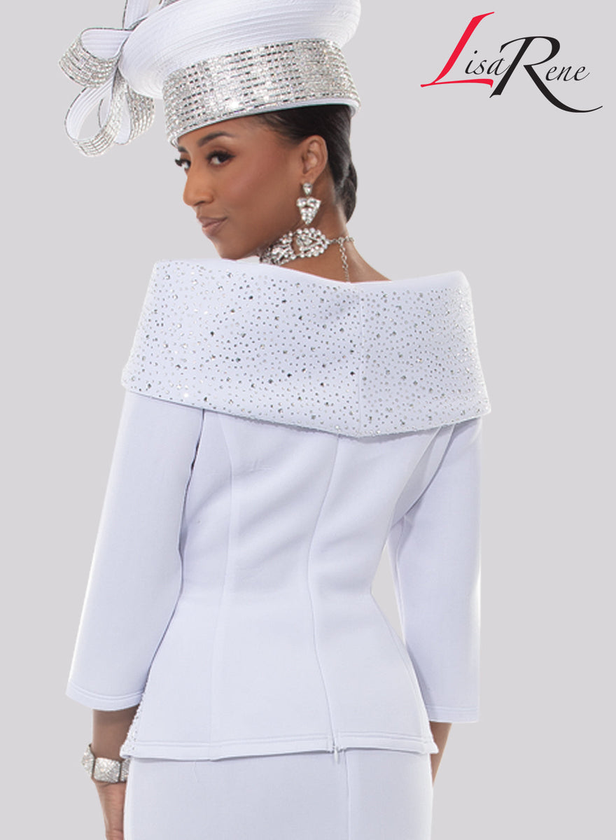 Lisa Rene' Women’s Jacket & Skirt Set – Rhinestone, Button-Front in ...